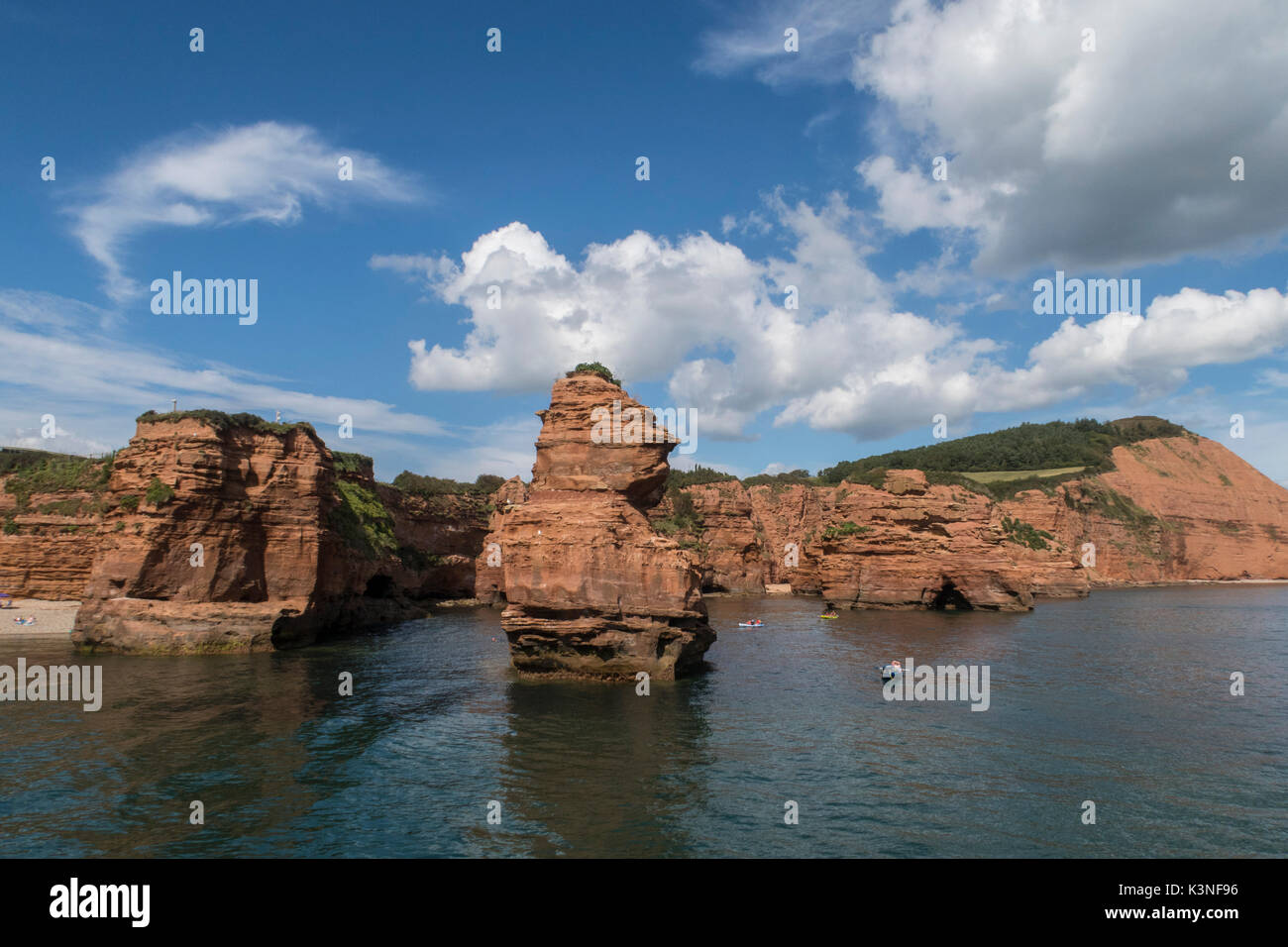 Triassic rock stacks at Ladram Bay, near Sidmouth, Devon Stock Photo ...