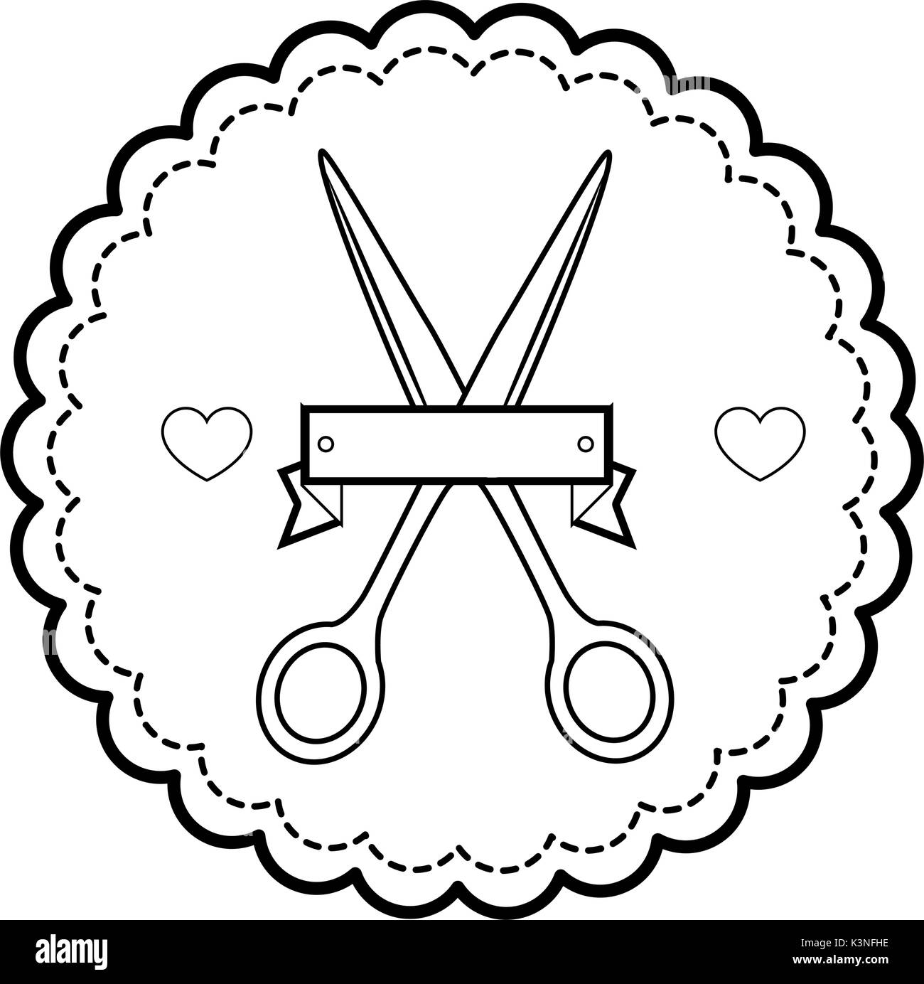 seal stamp with scissors icon over white background vector illustration ...