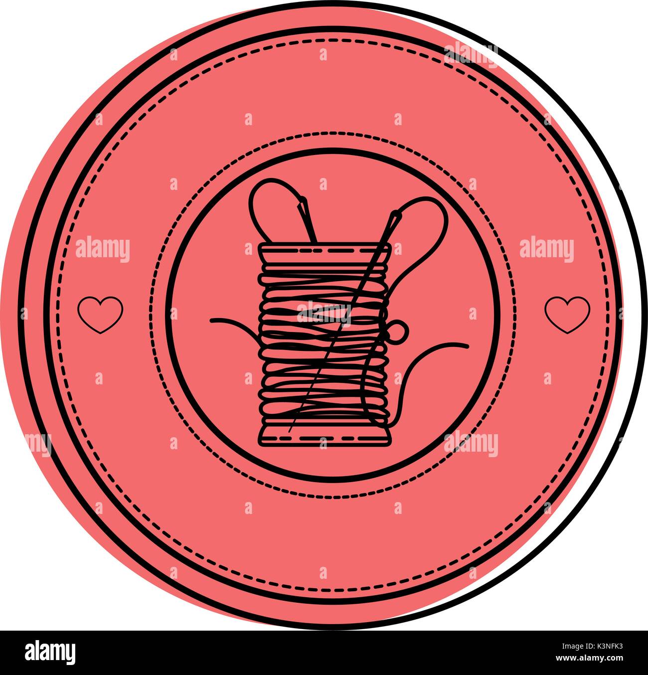 seal stamp with thread spool icon over white background vector ...