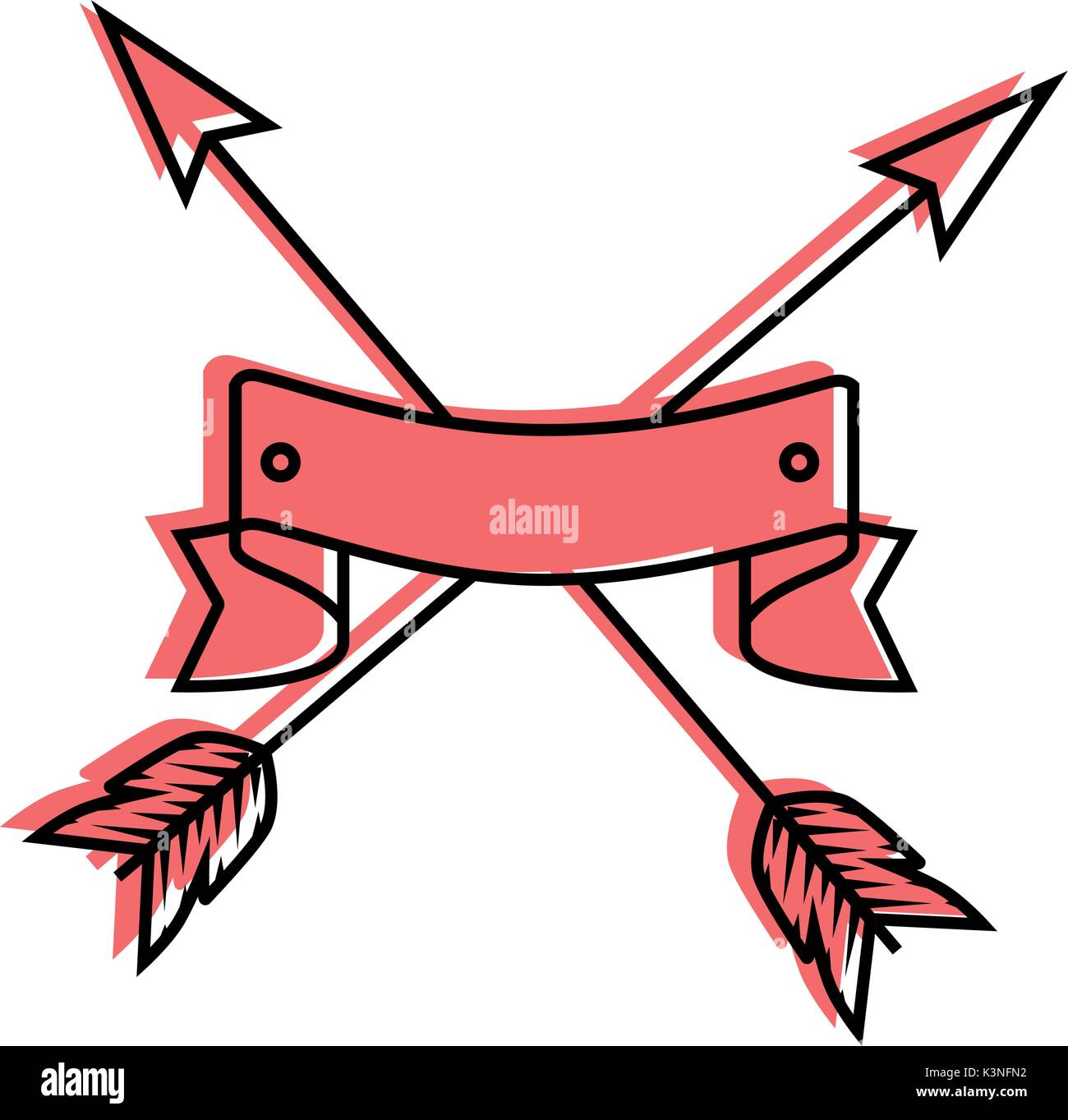 arrows crossed with decorative ribbon icon over white background vector ...