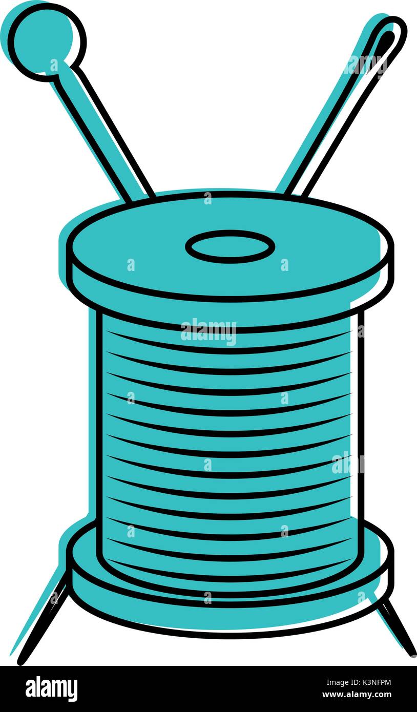 thread spool and needle icon over white background vector illustration ...