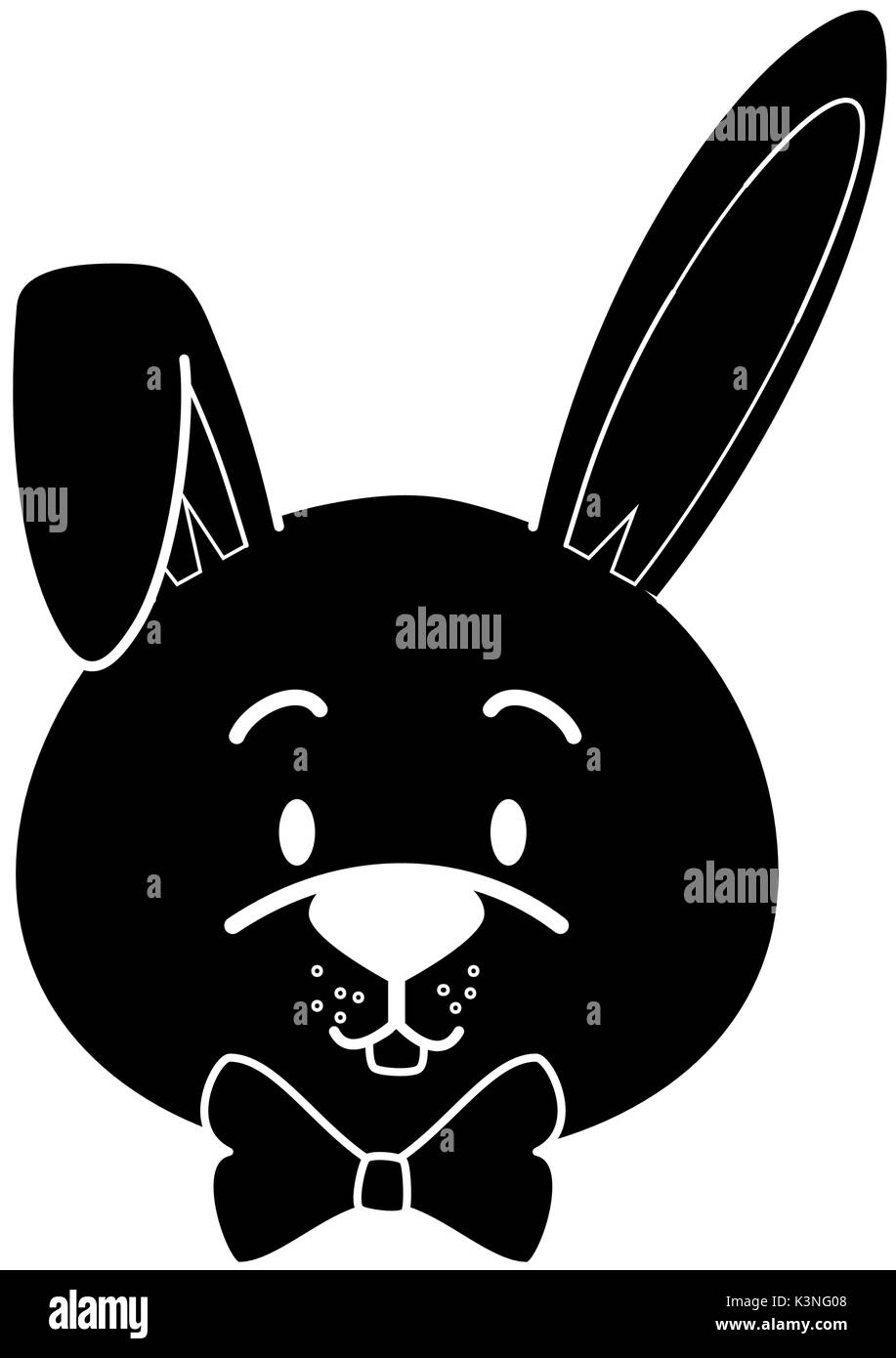 cartoon rabbit with bow tie icon over white background vector ...