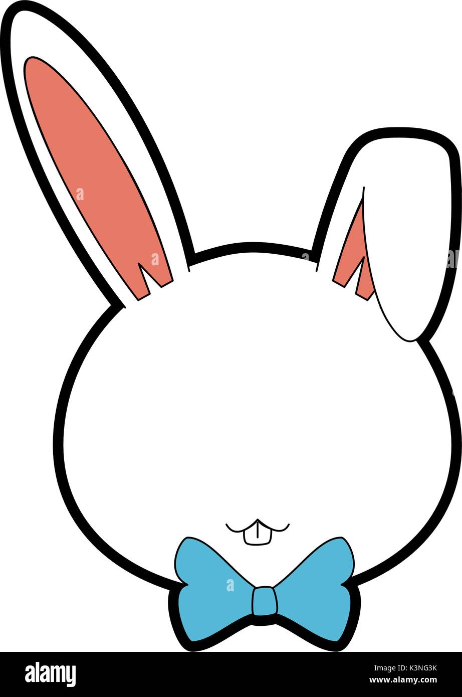cartoon rabbit with bow tie icon over white background vector ...