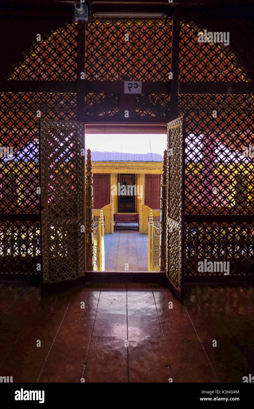 Inside one of the many temples at Mandalay Palace, Myanmar Stock Photo ...