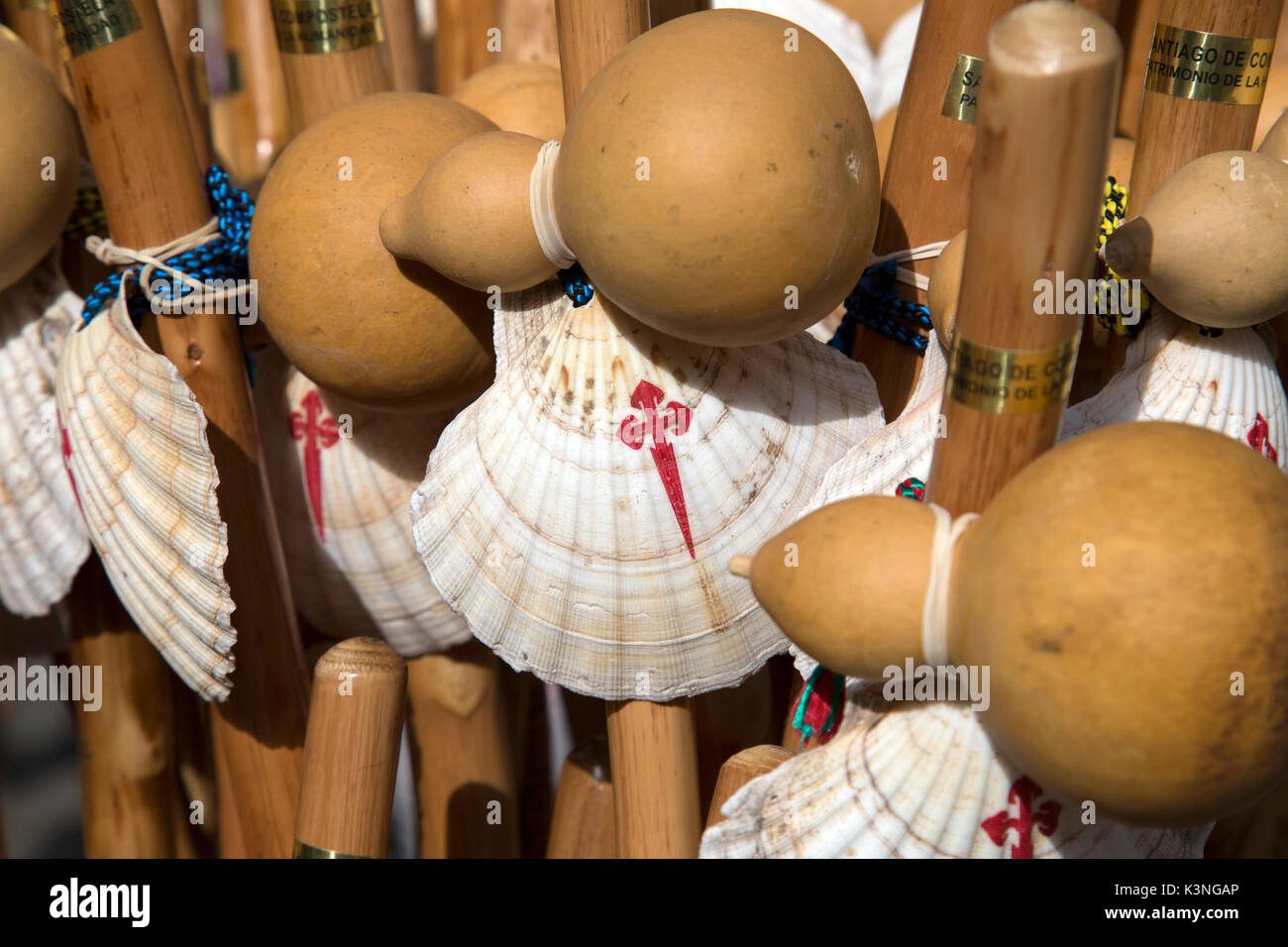 St James Way Shell Symbol and Walking Sticks; Santiago de Compostela ...