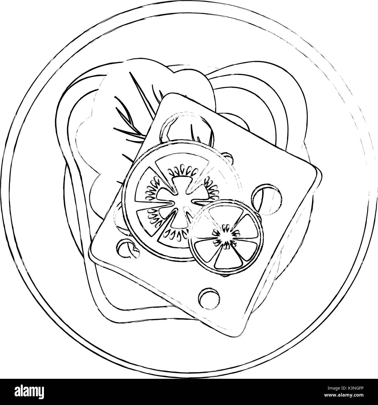 plate with breakfast food icon over white background vector ...