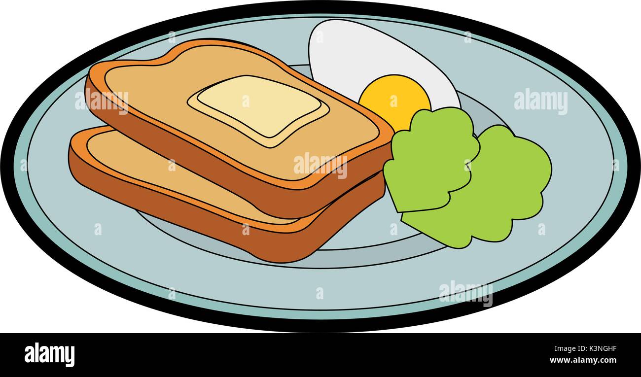 plate with breakfast food icon over white background vector ...