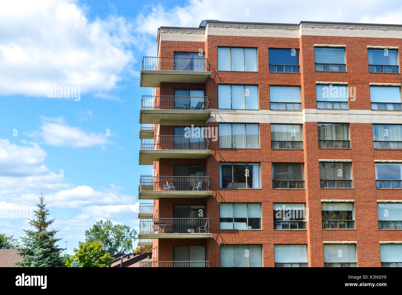 Modern condo buildings with huge windows in Montreal, Canada Stock ...