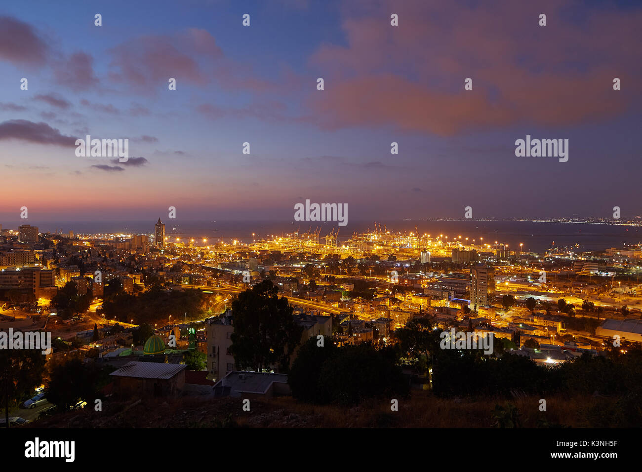 Haifa city, night view aerial panoramic landscape photo Stock Photo - Alamy
