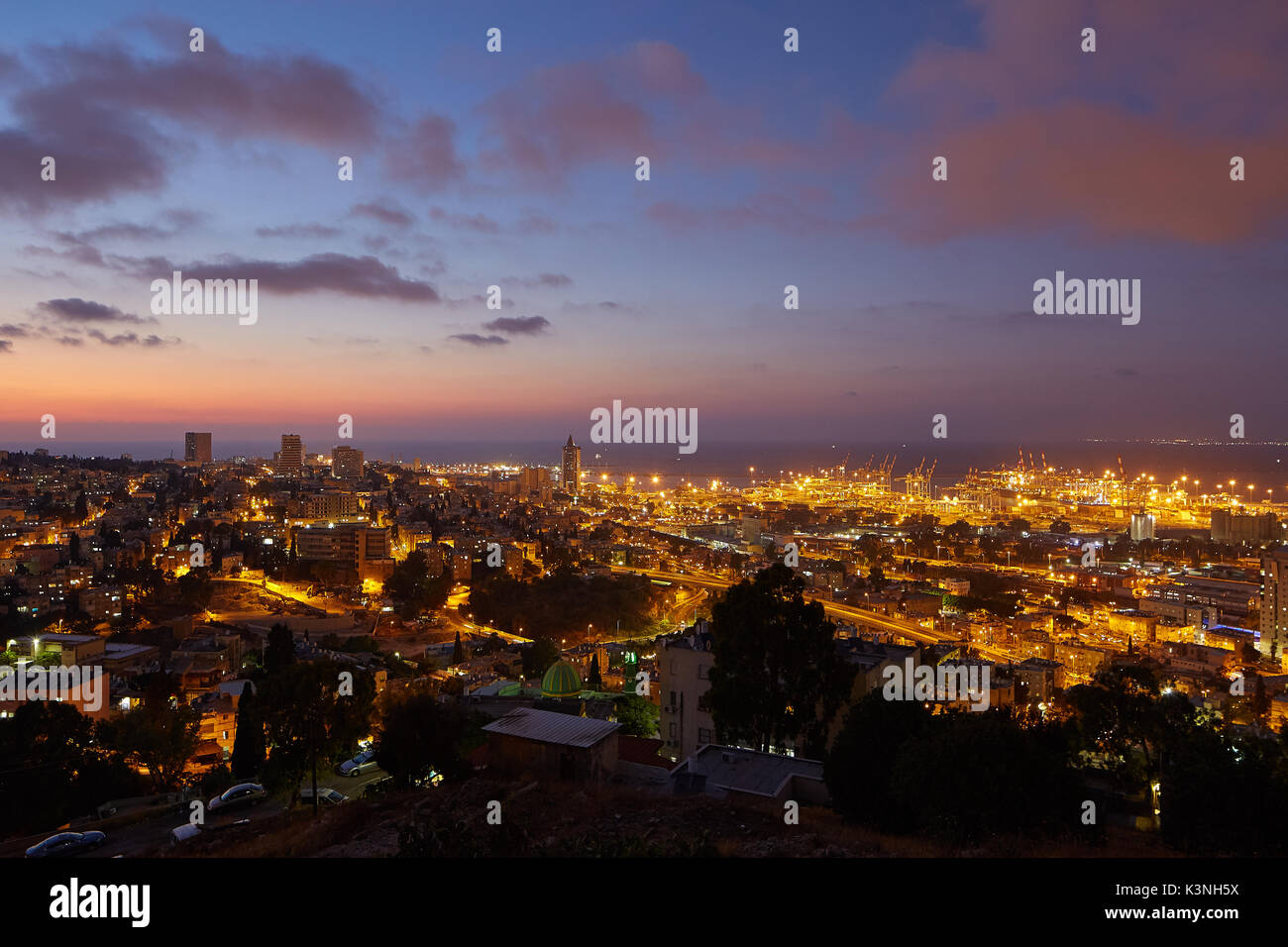 Haifa city, night view aerial panoramic landscape photo Stock Photo - Alamy