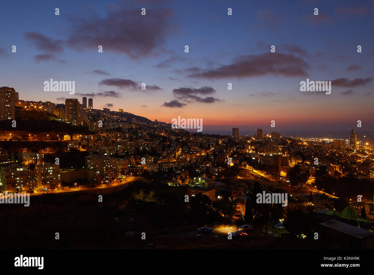 Haifa city, night view aerial panoramic landscape photo Stock Photo - Alamy