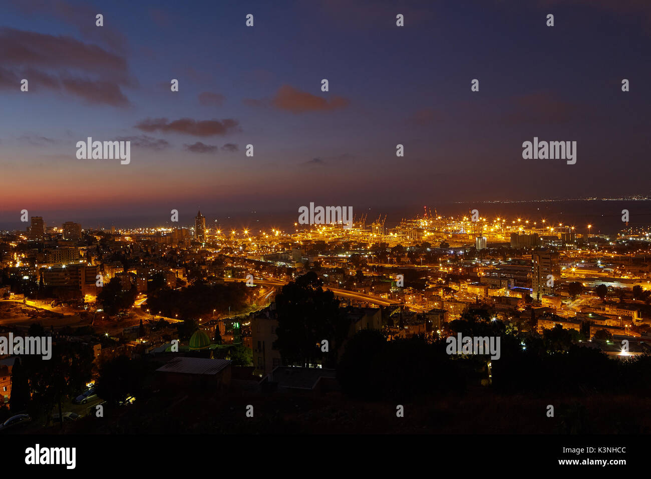 Haifa city, night view aerial panoramic landscape photo Stock Photo - Alamy