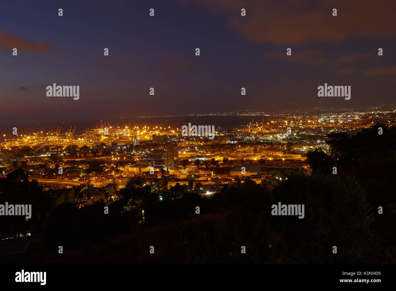 Haifa city, night view aerial panoramic landscape photo Stock Photo - Alamy