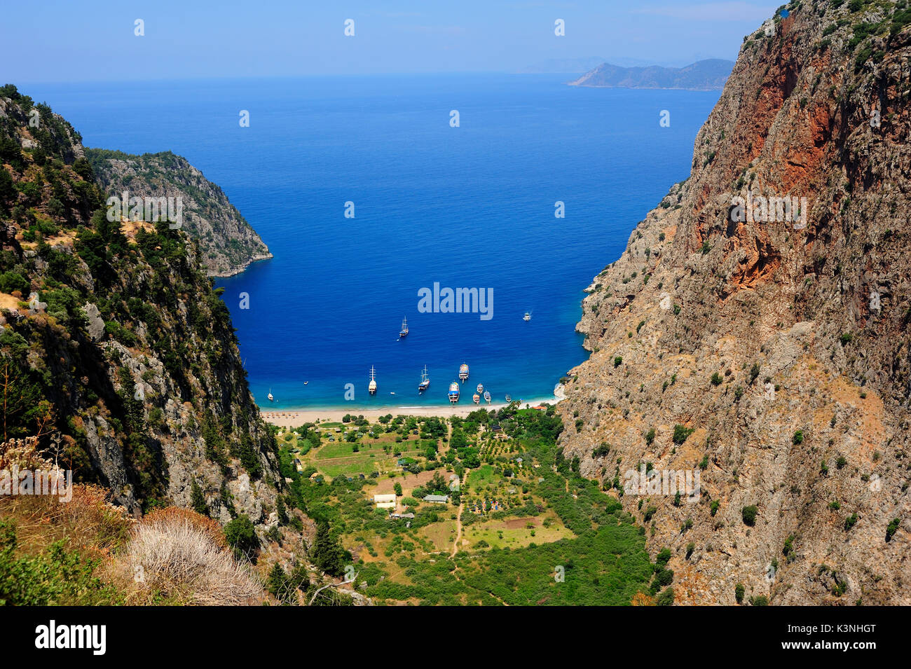 The high view of Butterfly valley deep gorge,Fethiye,Turkey Stock Photo - Alamy