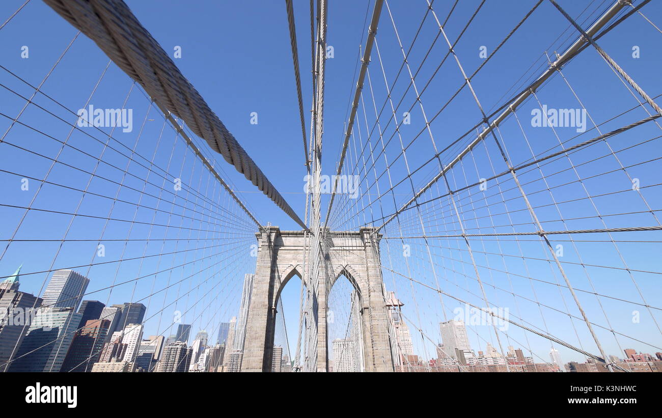 Brooklyn bridge ,wide range low angle with good weather Stock Photo - Alamy