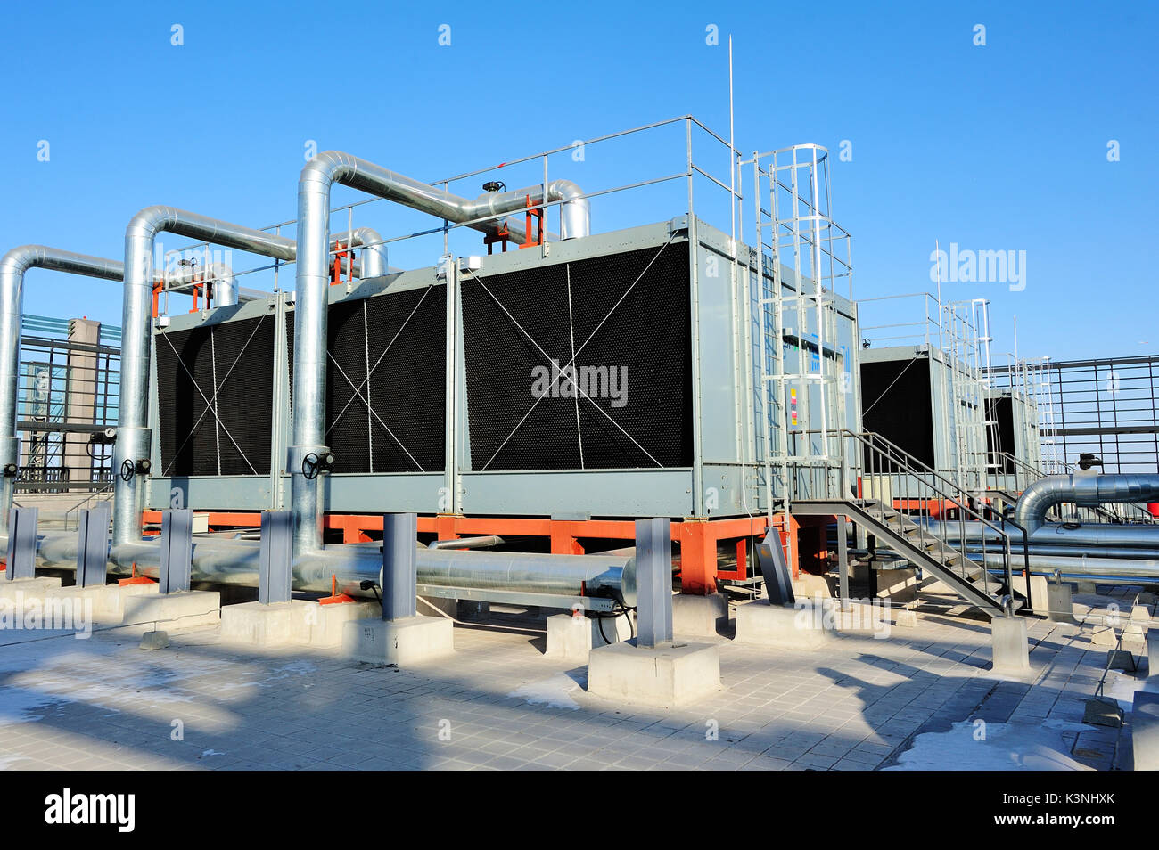 Sets of cooling towers in data center building Stock Photo - Alamy