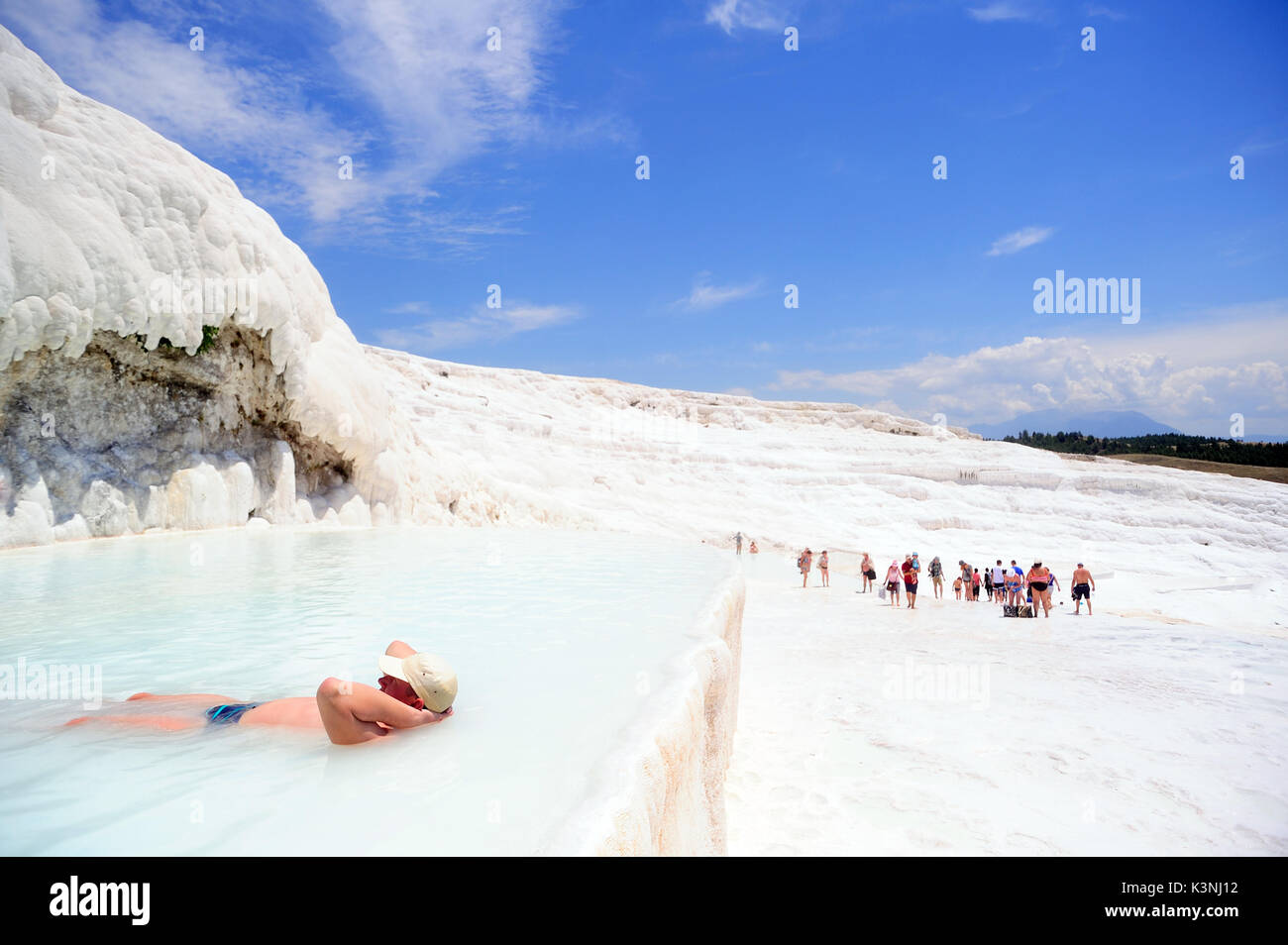 Pamukkale,Turkey - on June 29th, 2015:Tourists on original site of ...