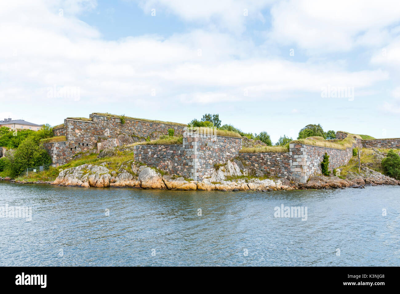 Mighty stone walls of Suomenlinna fortress in Helsinki, Finland in ...