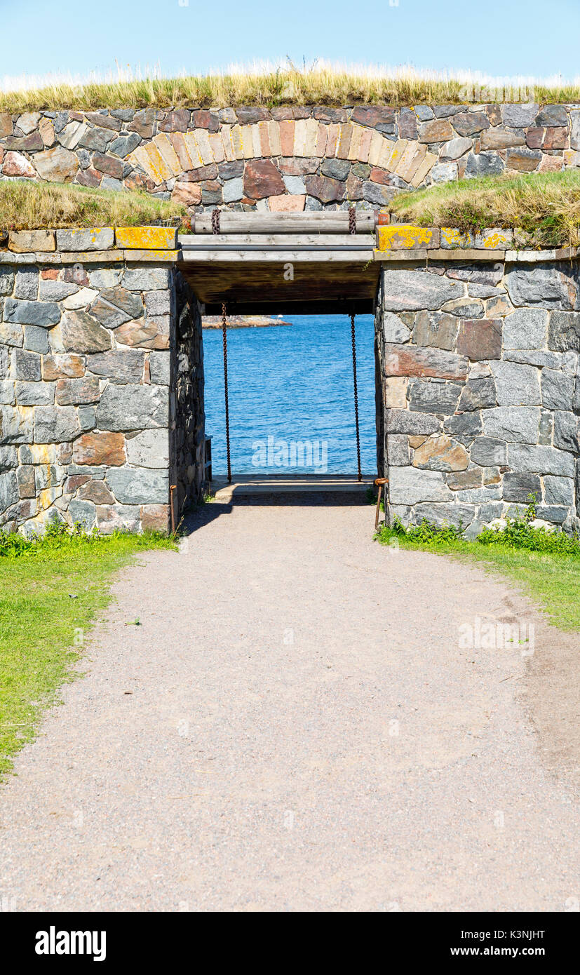 Entrance gate to Suomenlinna fortress in Helsinki, Finland in summer ...