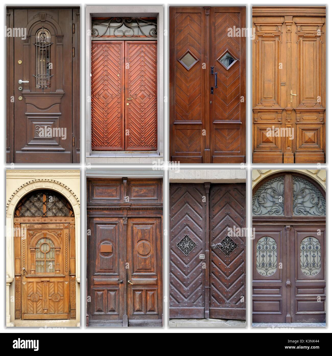 A photo collage l front doors to houses and homes Stock Photo - Alamy