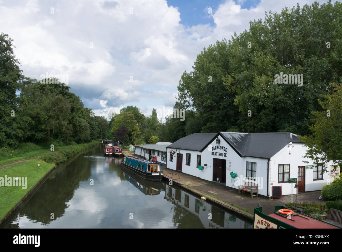 Farncombe Boat House on the River Wey near Godalming in Surrey, UK ...