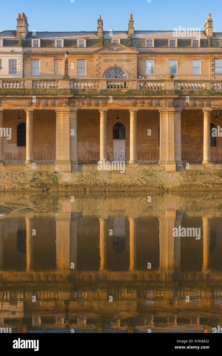 Bath UK city, rear view of the Guildhall Market building in Bath ...