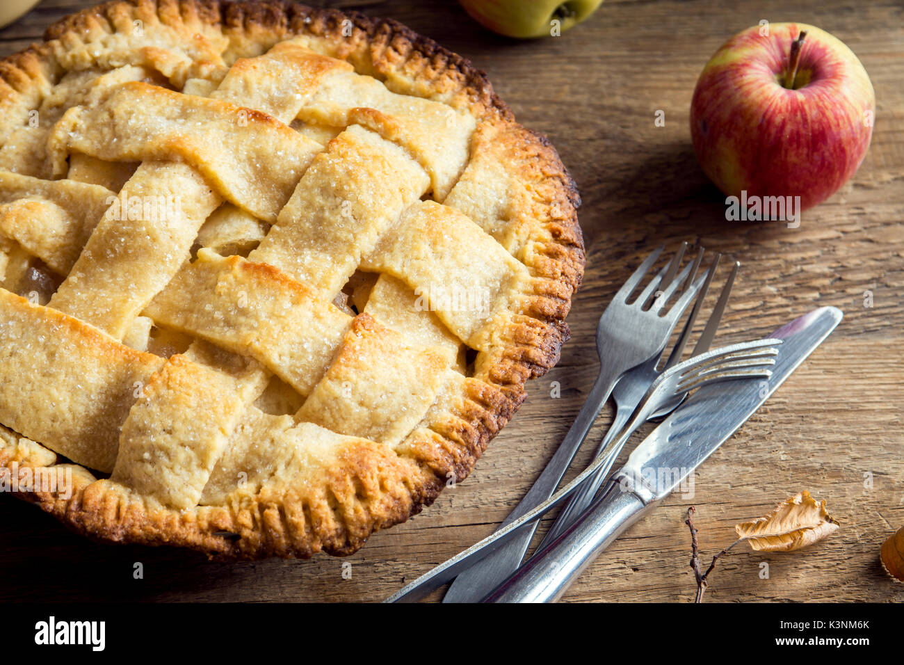 Apple Pie Dessert. Homemade American Pie from Organic Autumn Apples ...