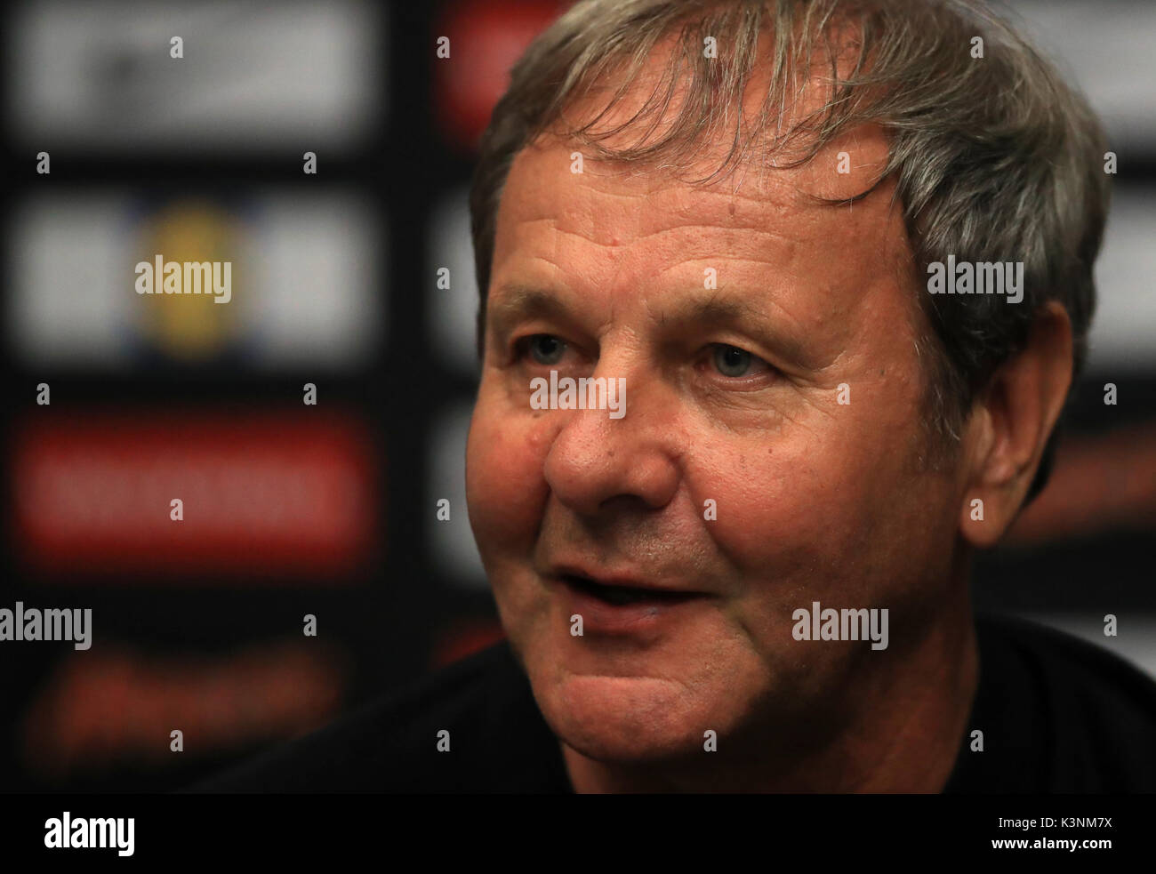 Slovakia manager Jan Kozak during a training session at Wembley Stadium ...