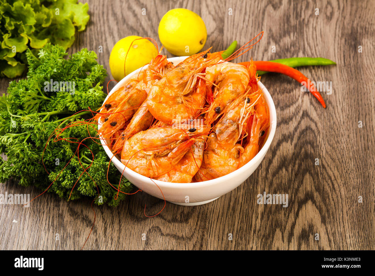 Boiled prawns in the bowl - ready for eat Stock Photo - Alamy