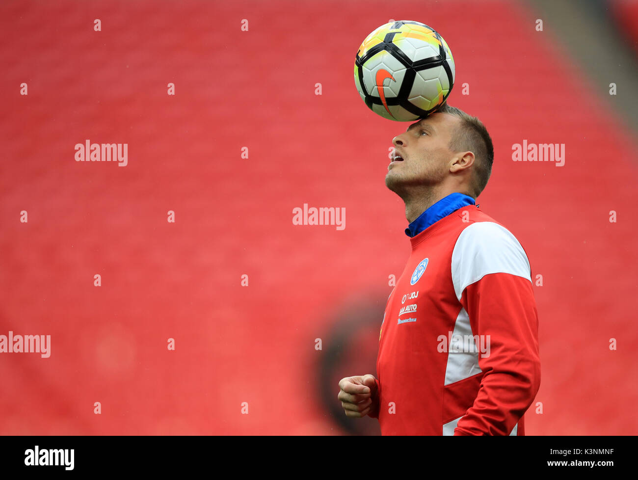 Slovakia's Jan Durica during a training session at Wembley Stadium ...