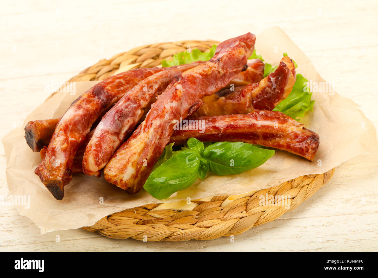 Smoked pork ribs snack Stock Photo - Alamy