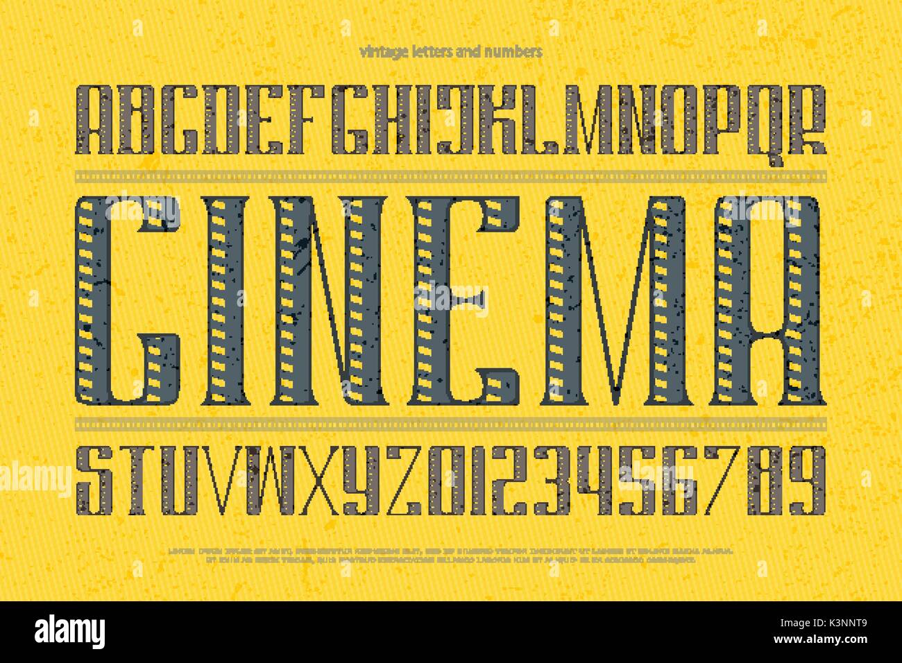 vintage alphabet letters and numbers. vector font type design ...
