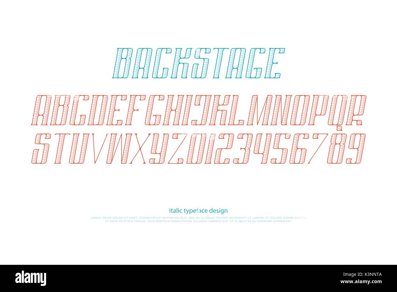 italic alphabet letters and numbers. vector font type design. slanted ...