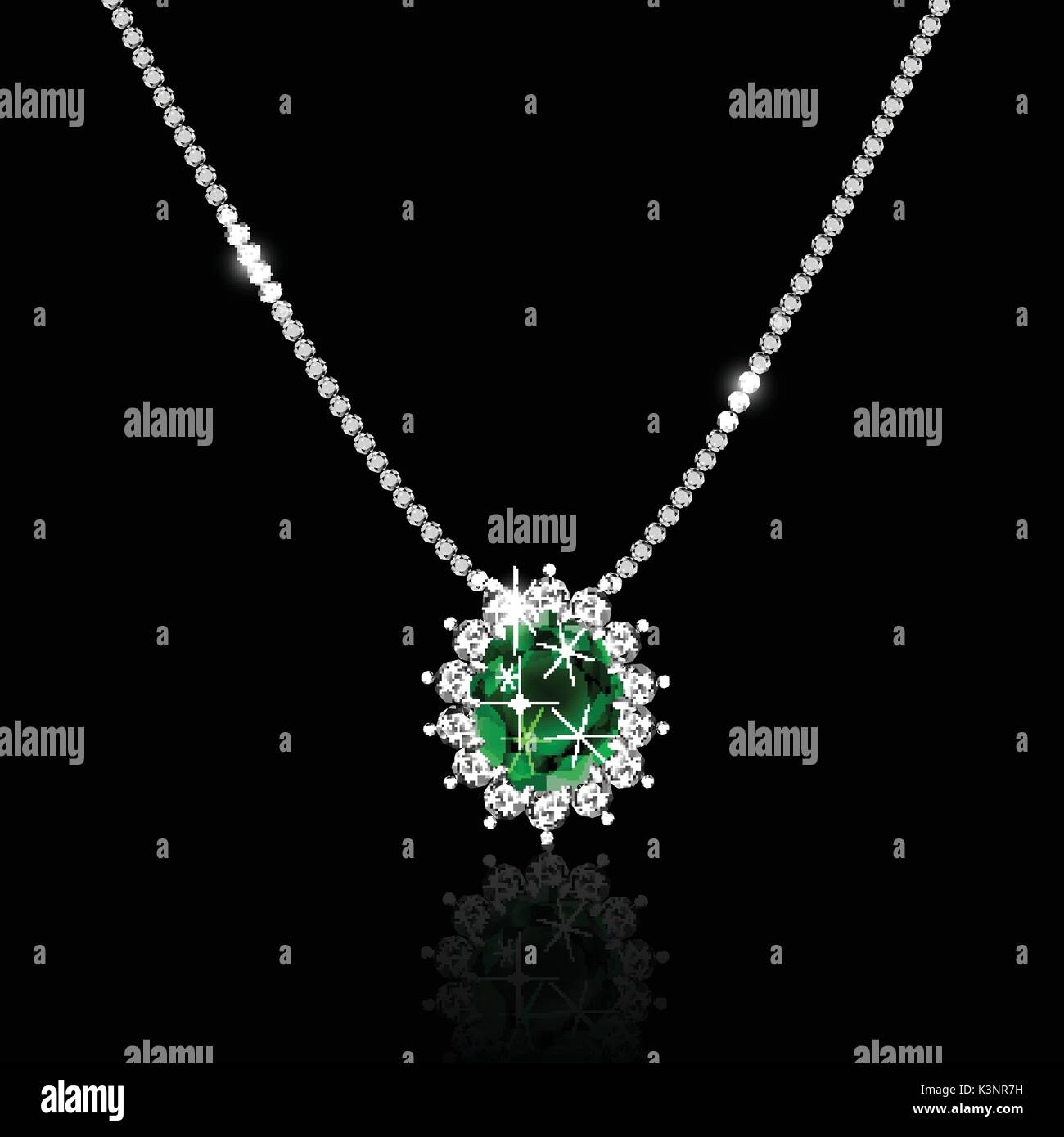 Golden necklace with ruby and diamonds Stock Vector Image & Art - Alamy