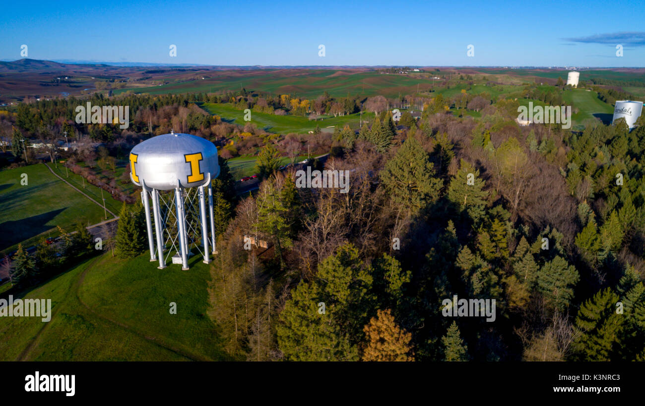 University water tower with lots of trees Stock Photo - Alamy