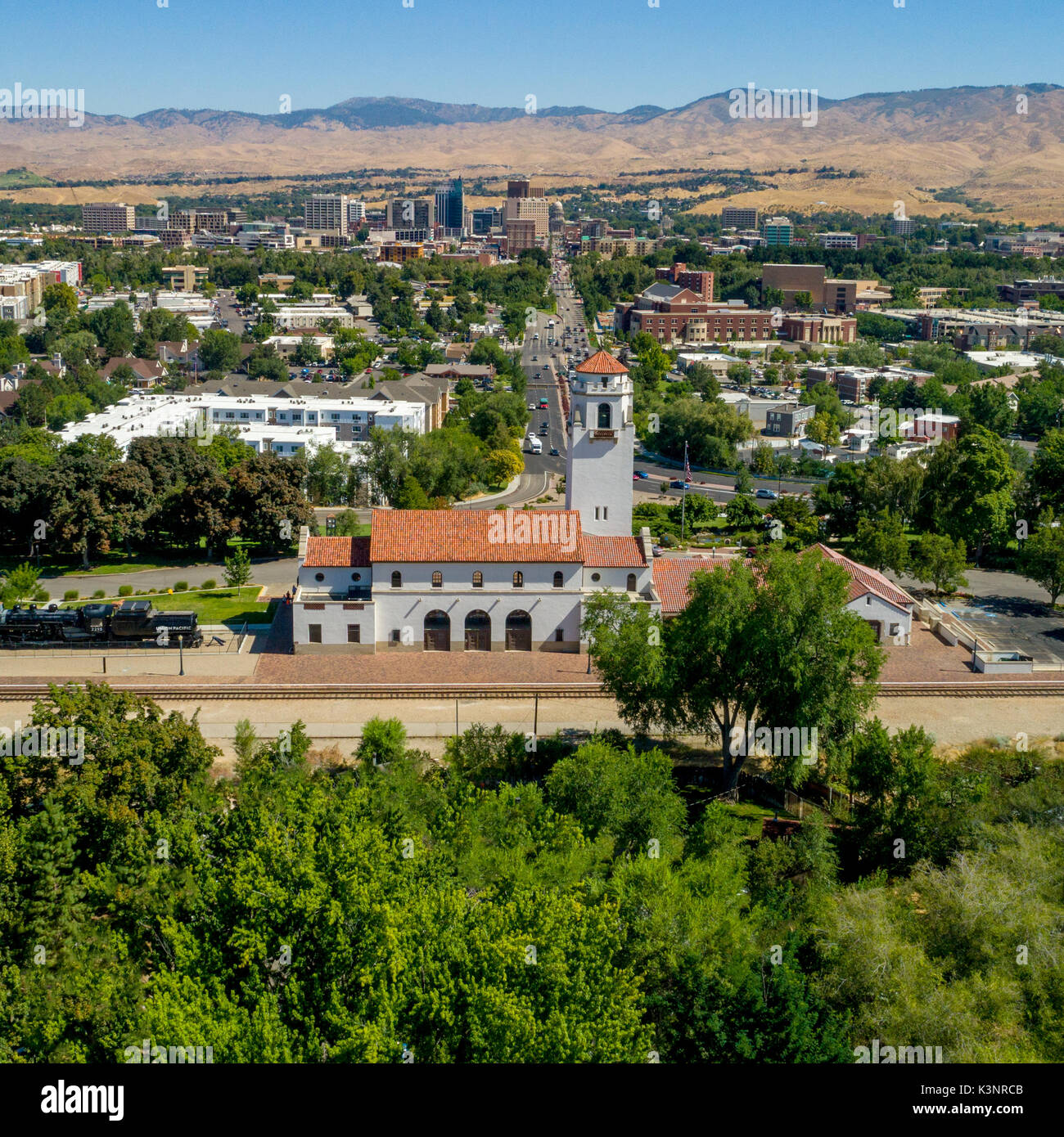 Aerial view of Boise from above tain depot Stock Photo - Alamy