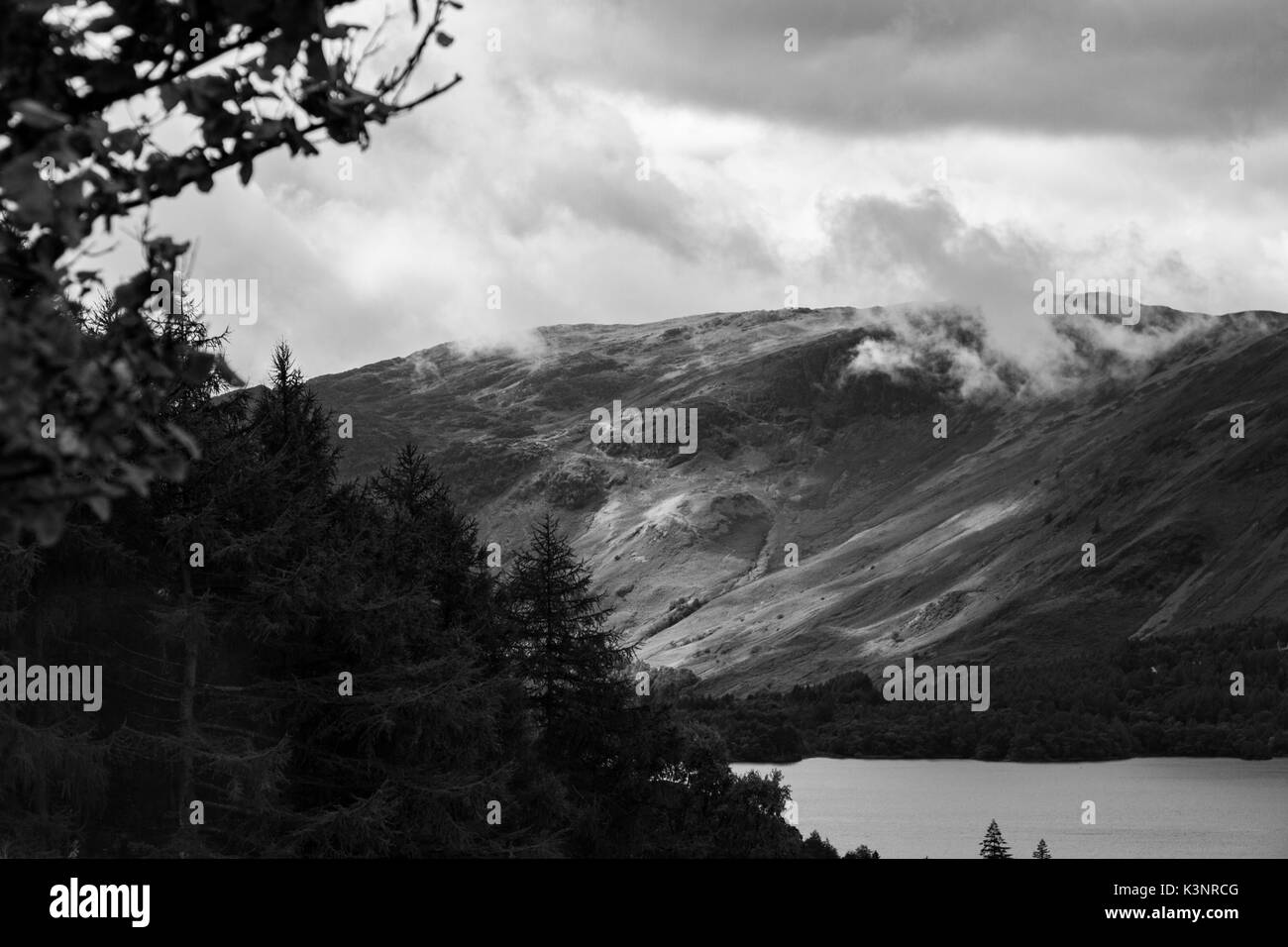 Dramatic view of the forest and Lake Derwent Water in Keswick, Lake ...