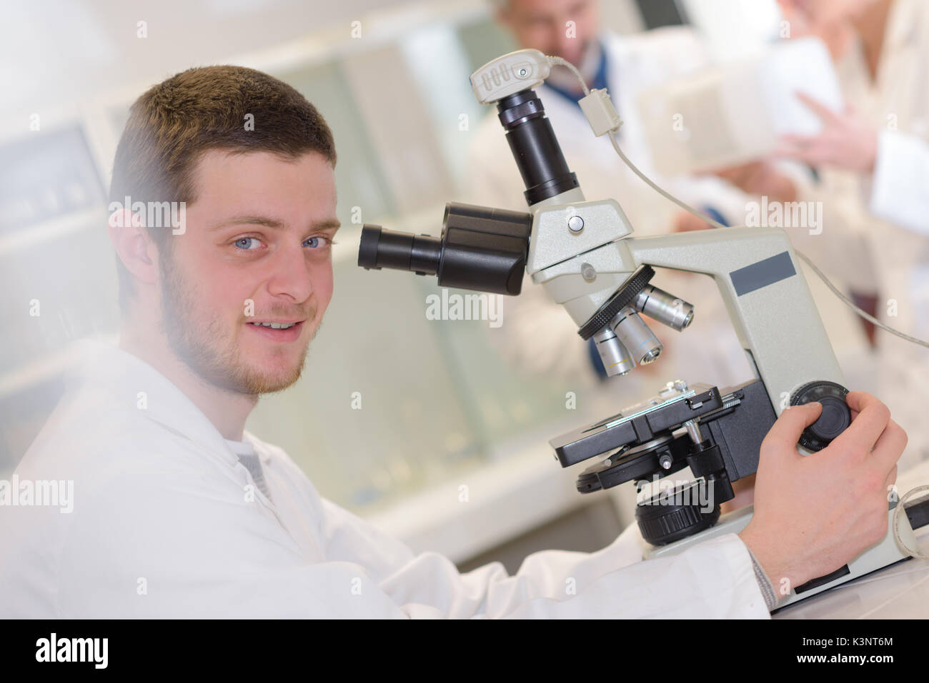 science student working together in the lab at the university Stock ...