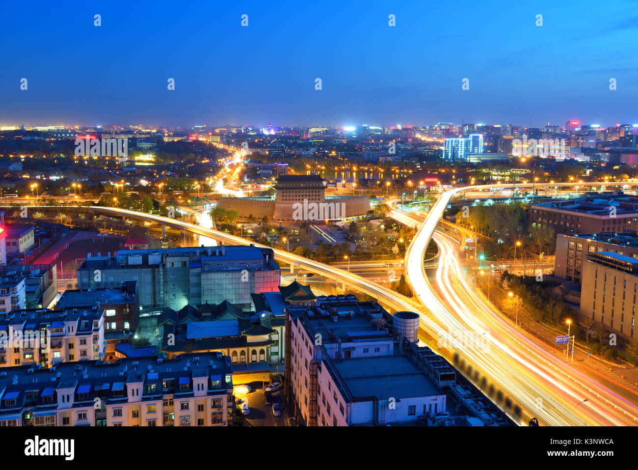 Deshengmen Arrow Tower scenery at night,it used to be one of the city ...