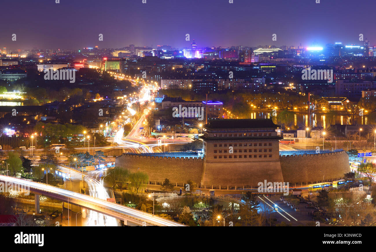 Deshengmen Arrow Tower scenery at night,it used to be one of the city ...
