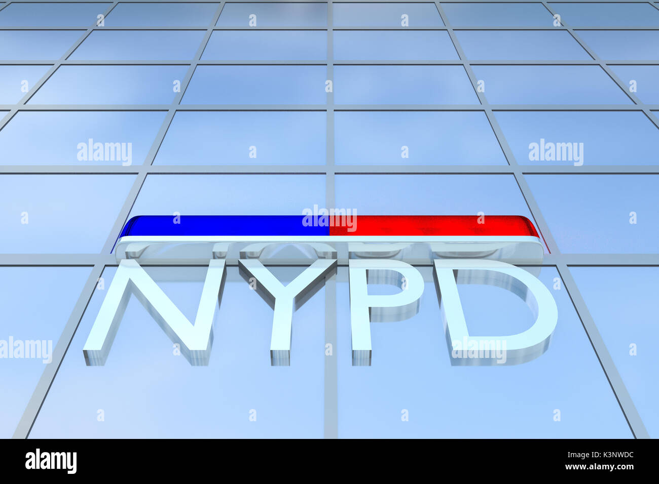 3D illustration of office building with the script "NYPD" under a ...