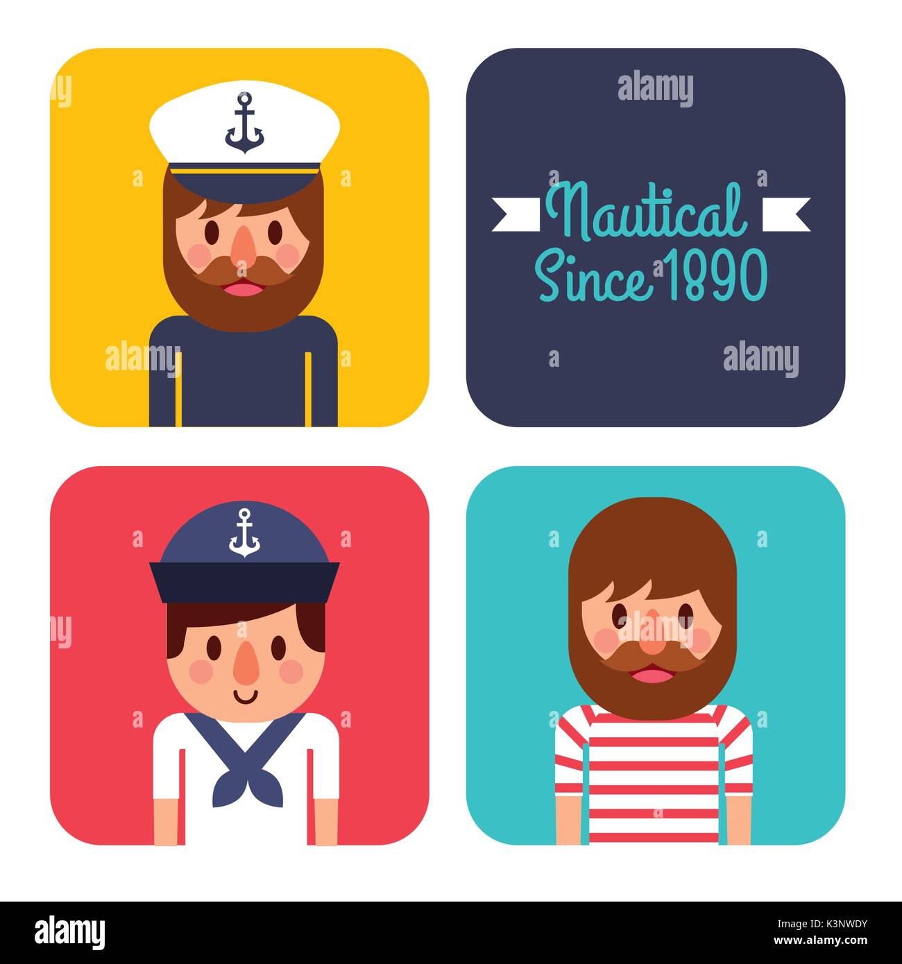 nautical people captain sailor worker character Stock Vector Image ...