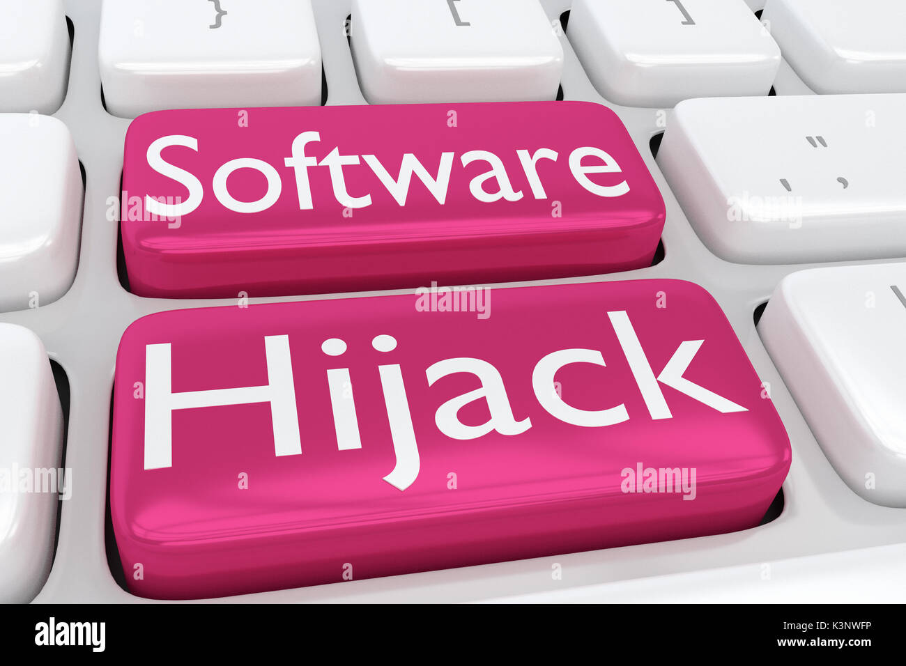 3D illustration of computer keyboard with the print "Software Hijack ...