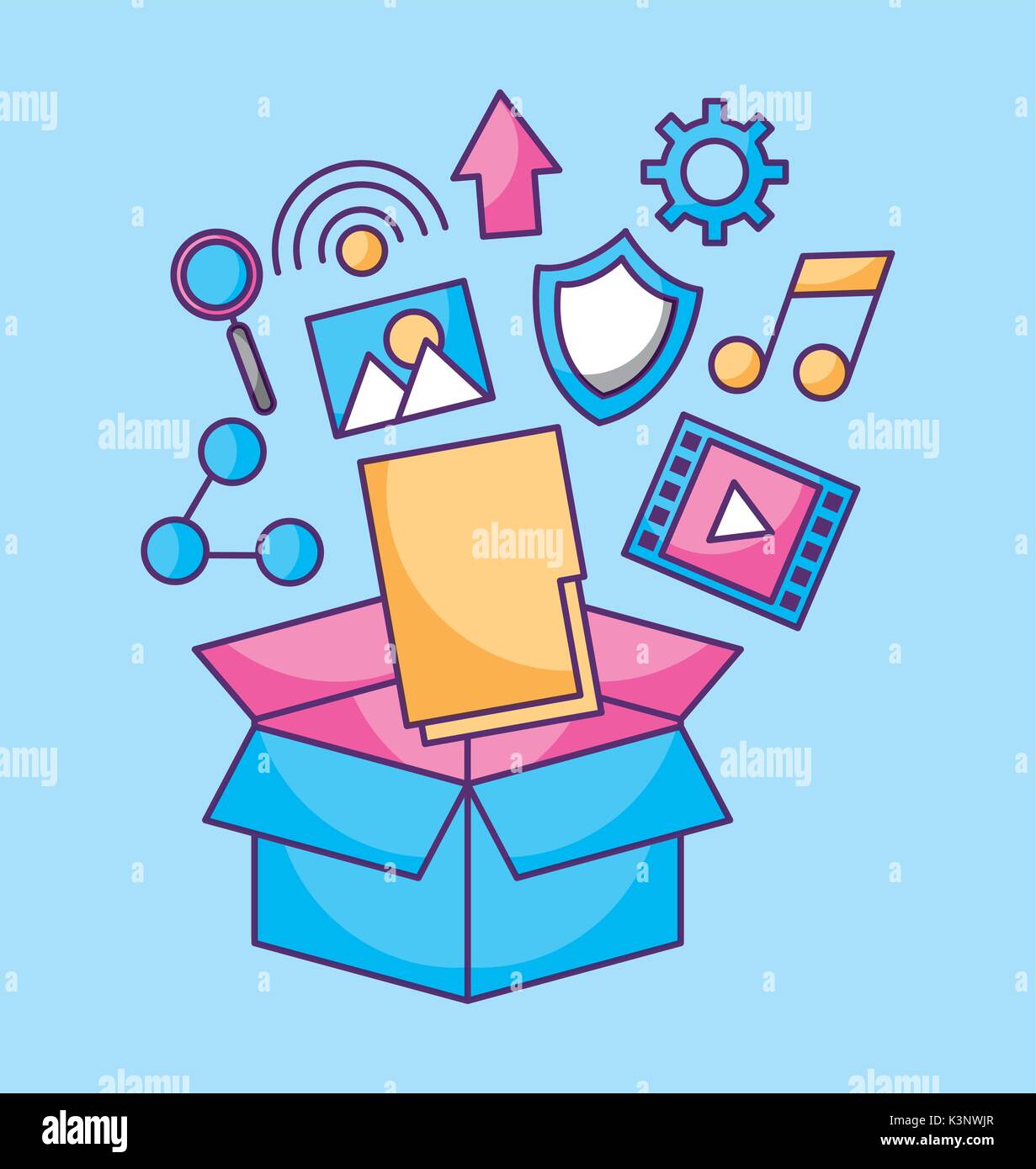 folder file application fallen box packaging technology Stock Vector ...