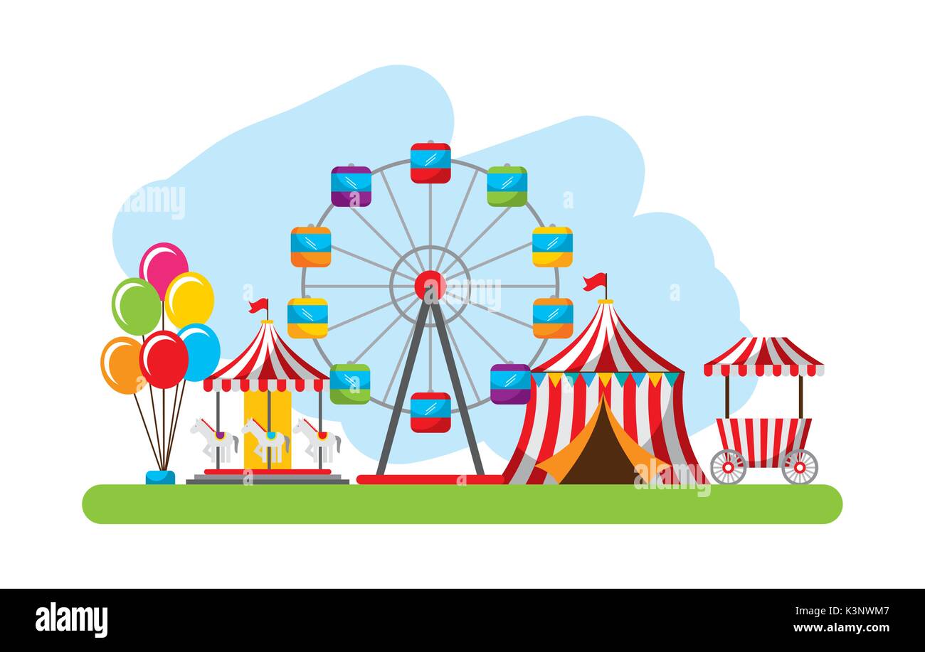 carnival fun fair festival circus park Stock Vector Art & Illustration ...
