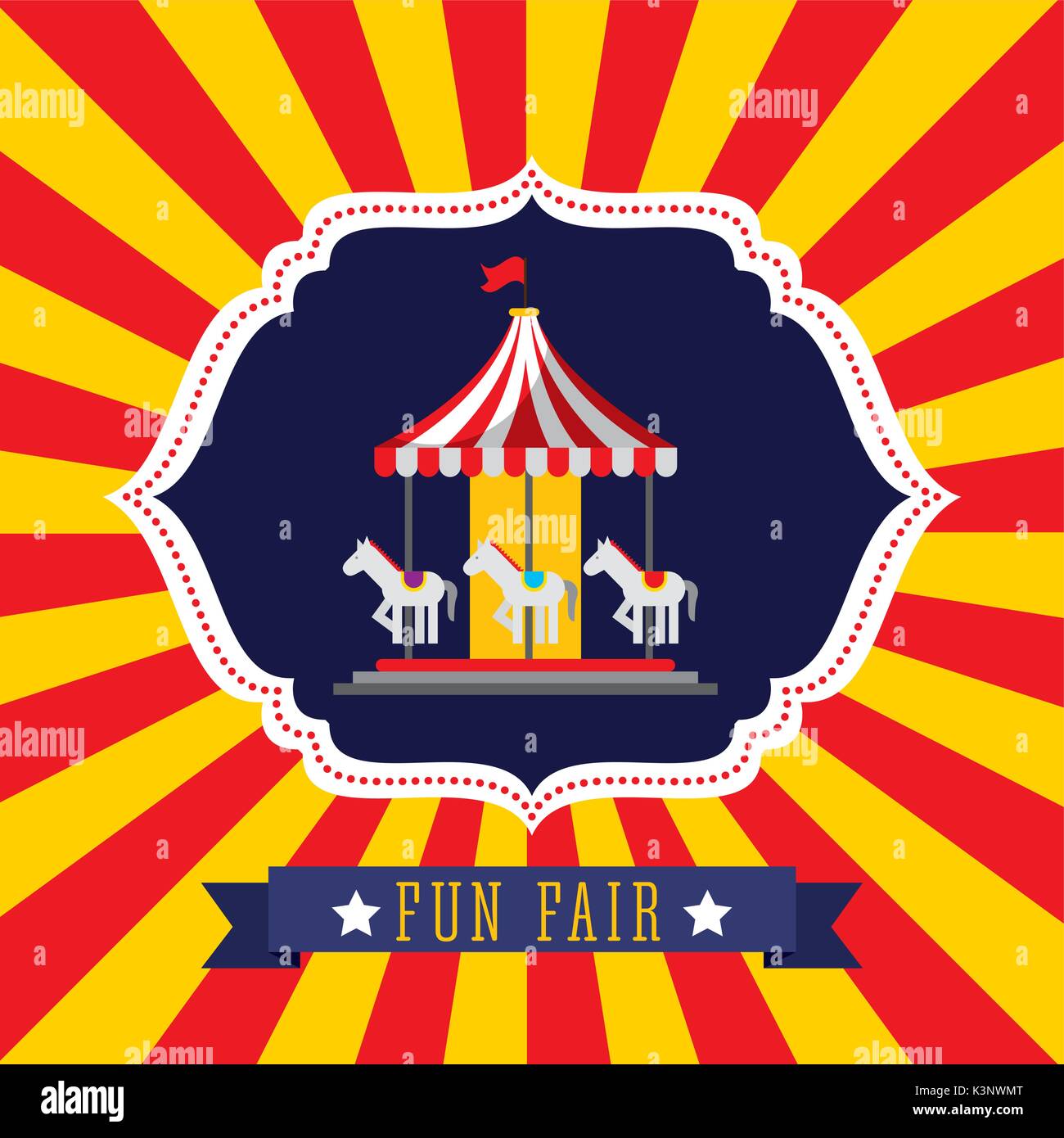 carousel amusement fun fair theme park poster template Stock Vector ...