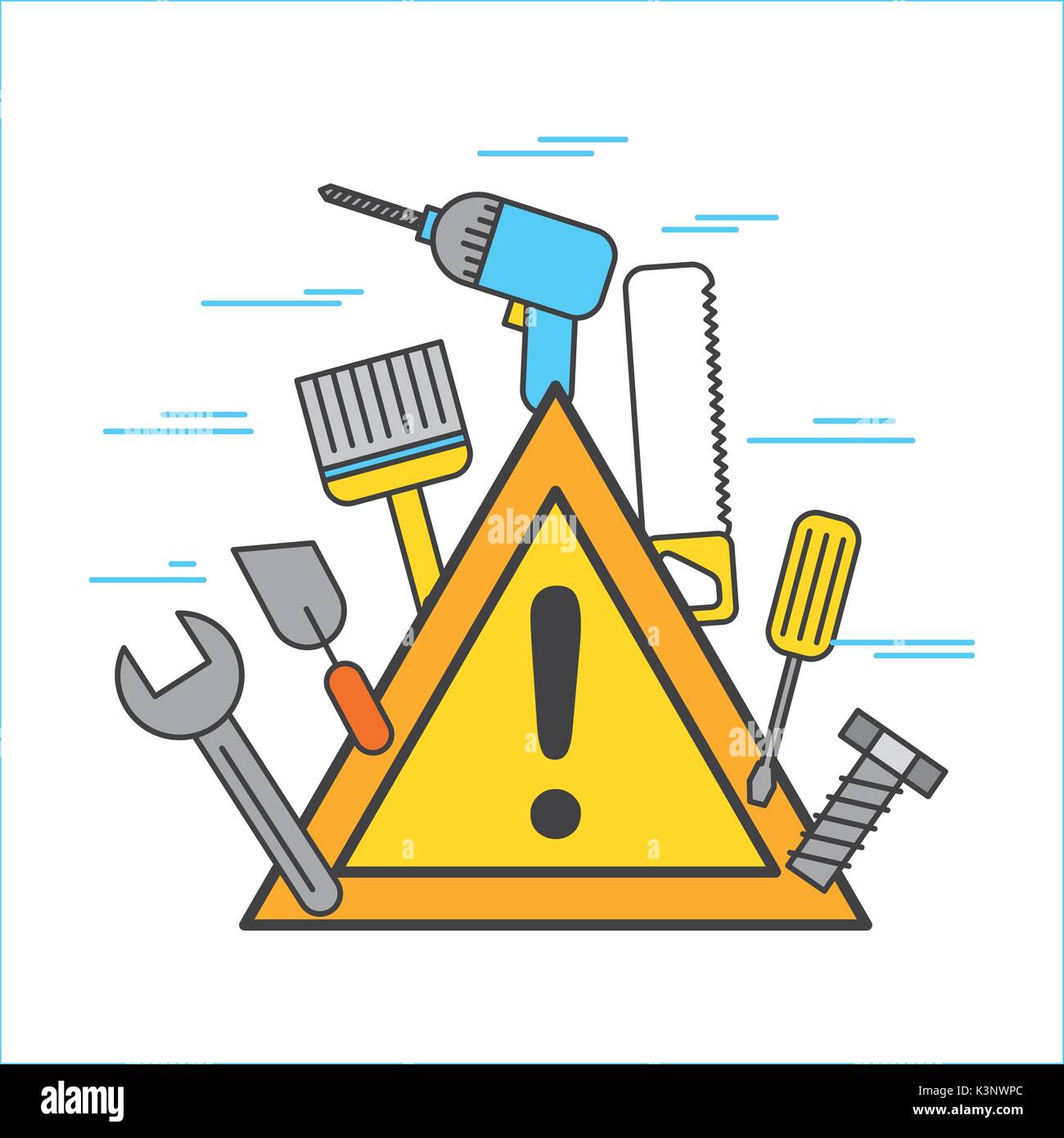 construction signal warning alert with differents tool Stock Vector ...