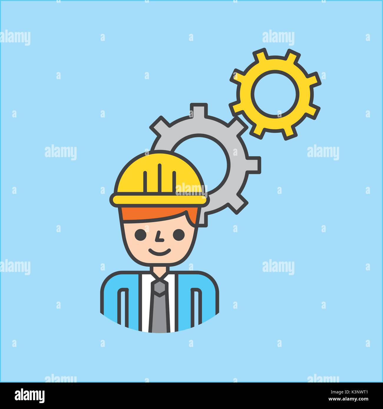 cartoon man worker construction manager with gears Stock Vector Image ...