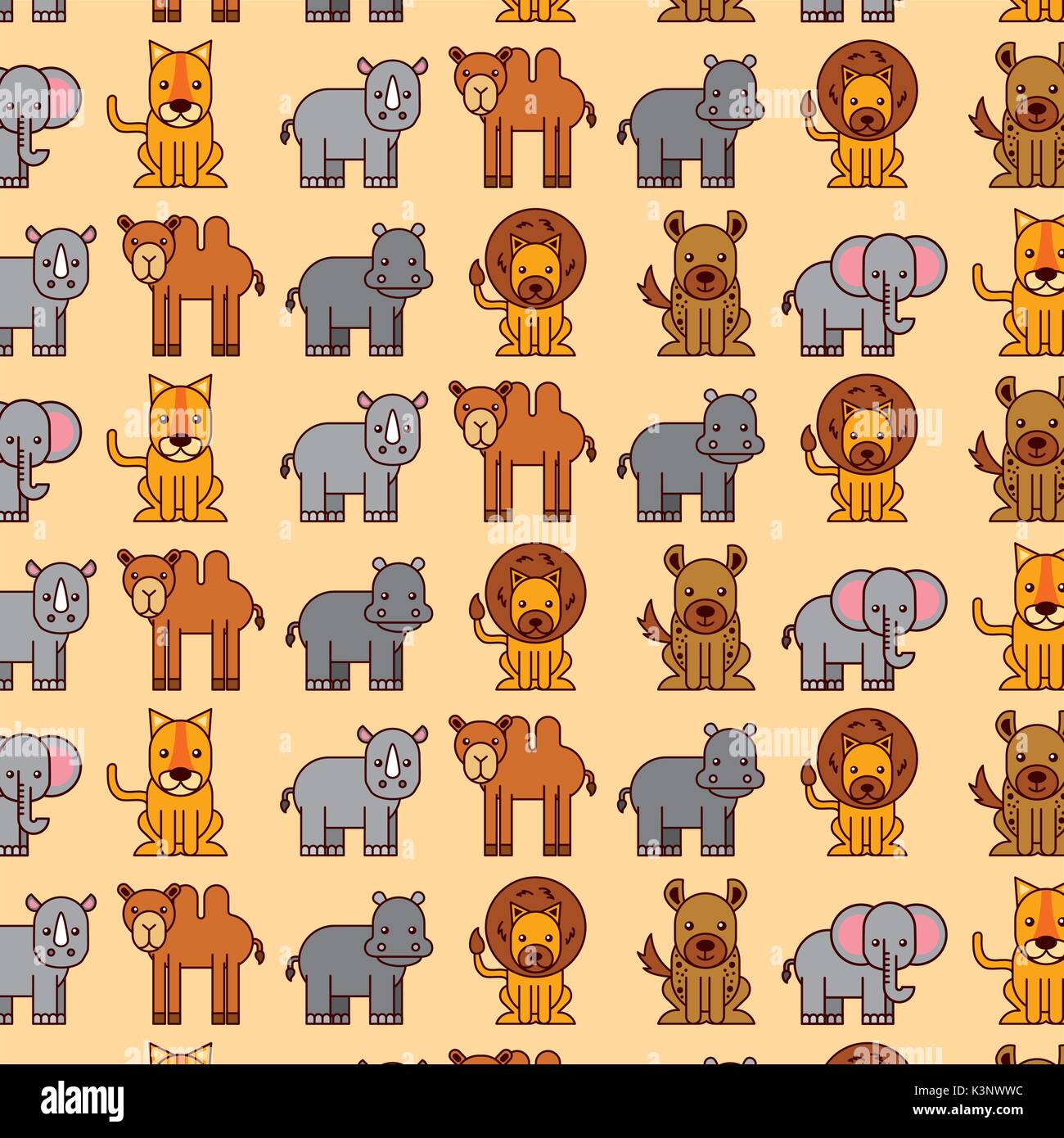 africa animals safari wildlife seamless pattern Stock Vector Image ...