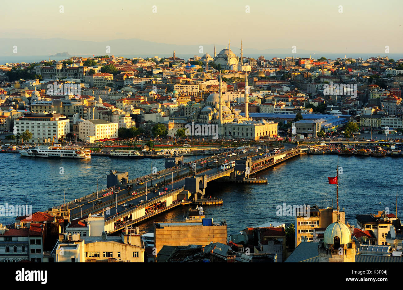 Istanbul scenery, view on Golden Horn bay from Galata Tower,Istanbul ...